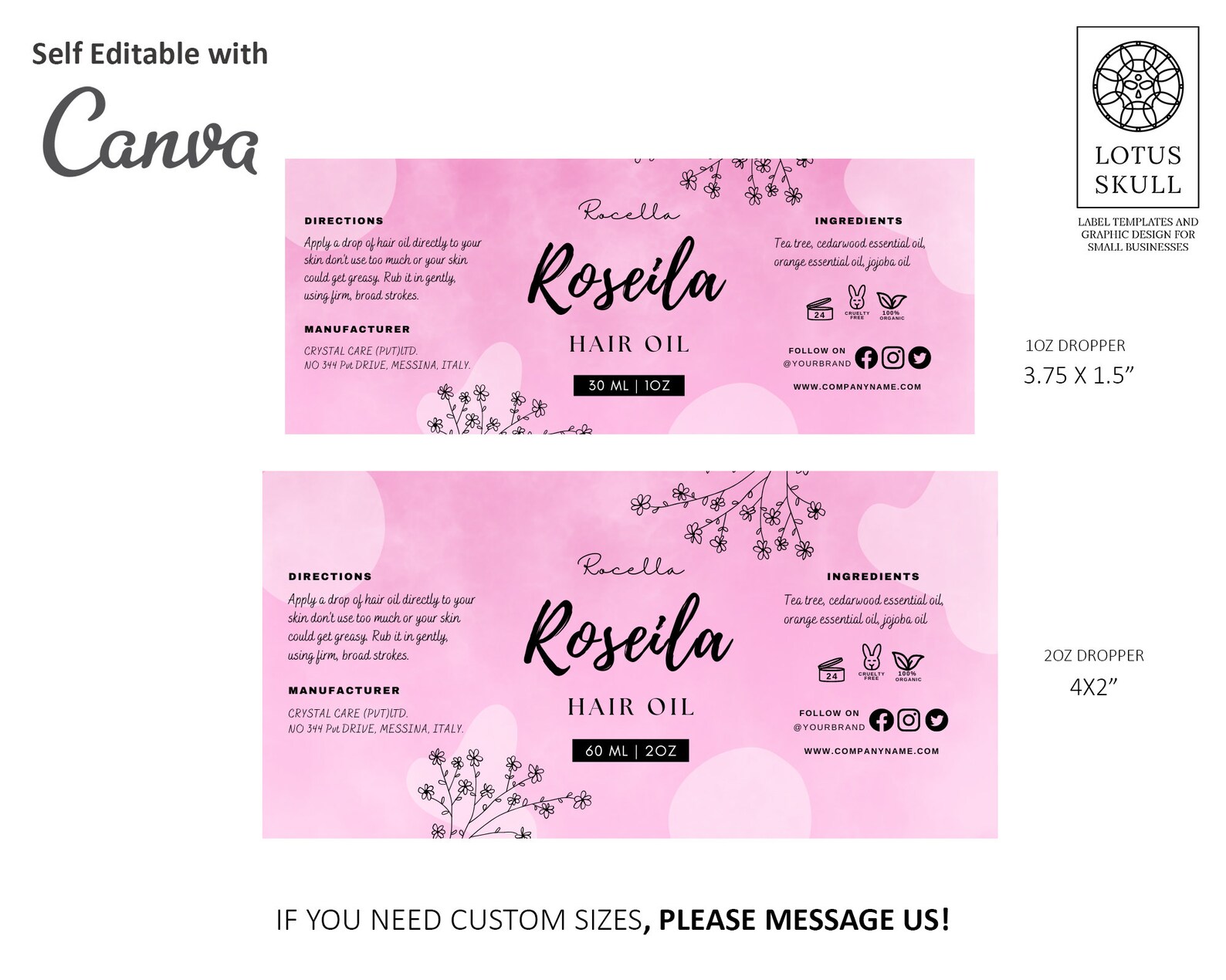 Editable Pastel Pink Template Pink Floralbody Butter - Etsy