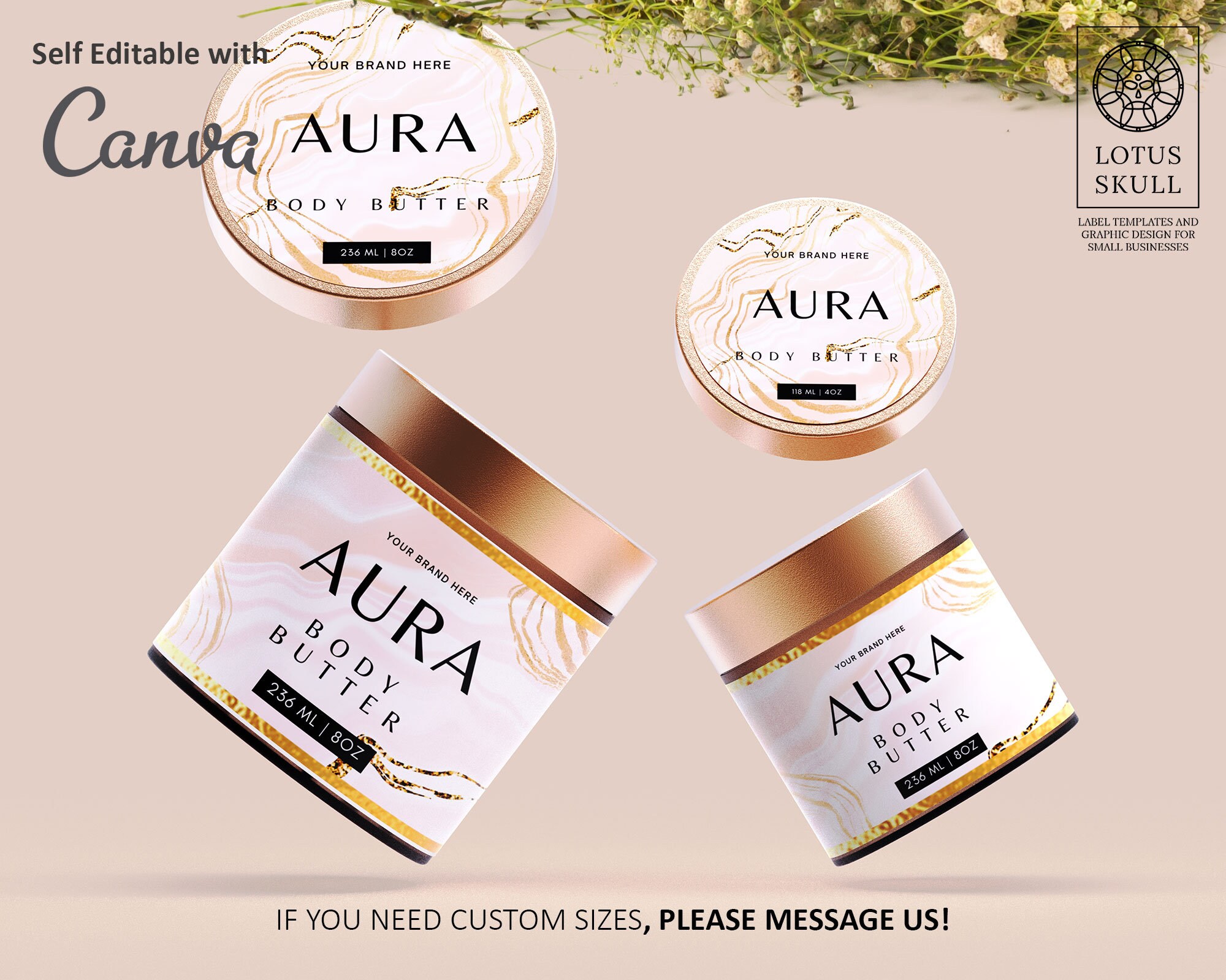 DIY Gold Marble Label Template Body Butter Product Labels, Skincare ...