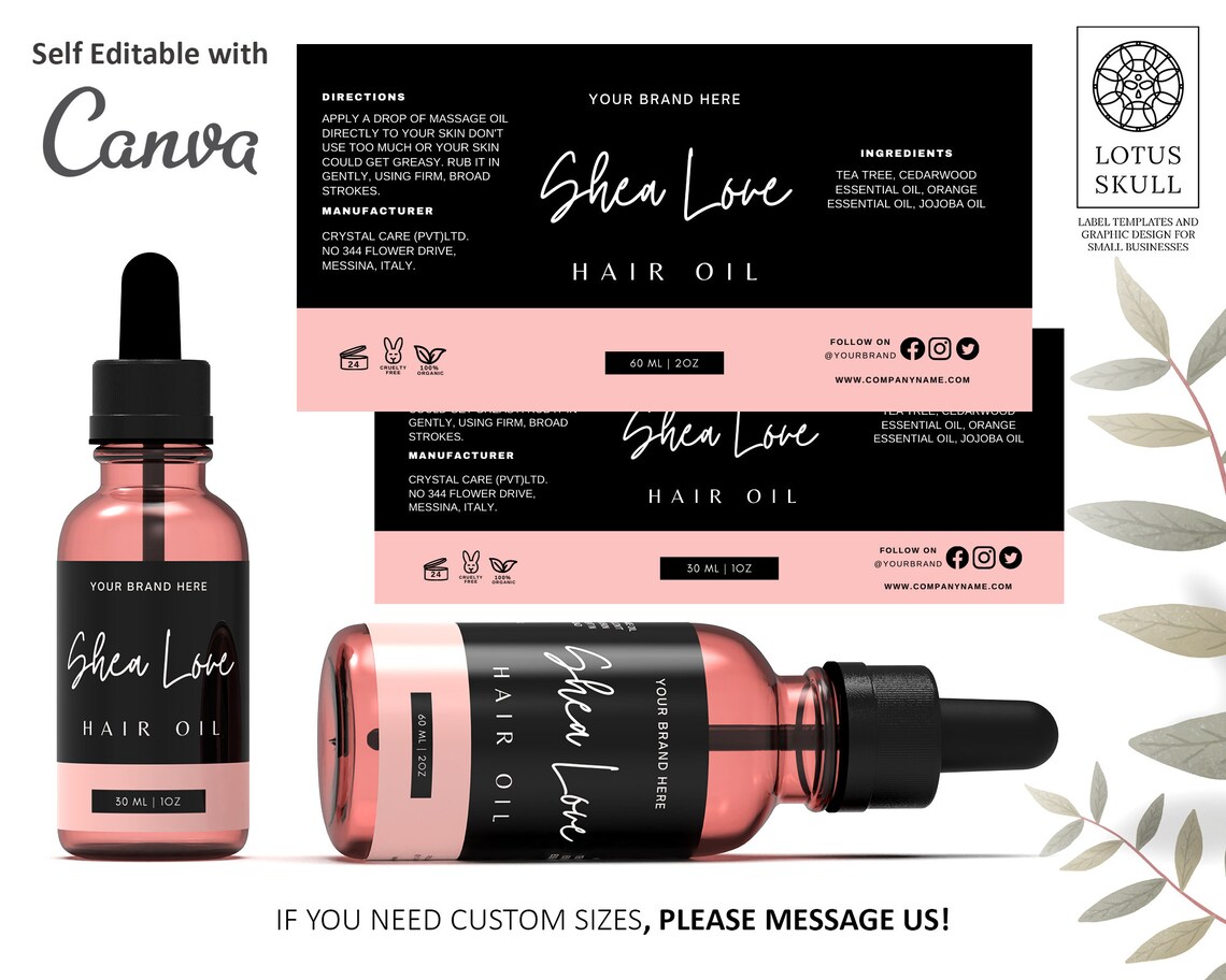 Black Rose Gold Label Template Body Butter Labels Bottle - Etsy