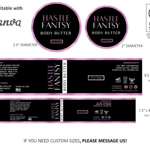 DIY Black Pink Rose Label Template - Body Butter Labels,jar Labels ...