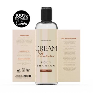 Beautiful Editable Shea Butter Canva Label Templates for Body Butter ...