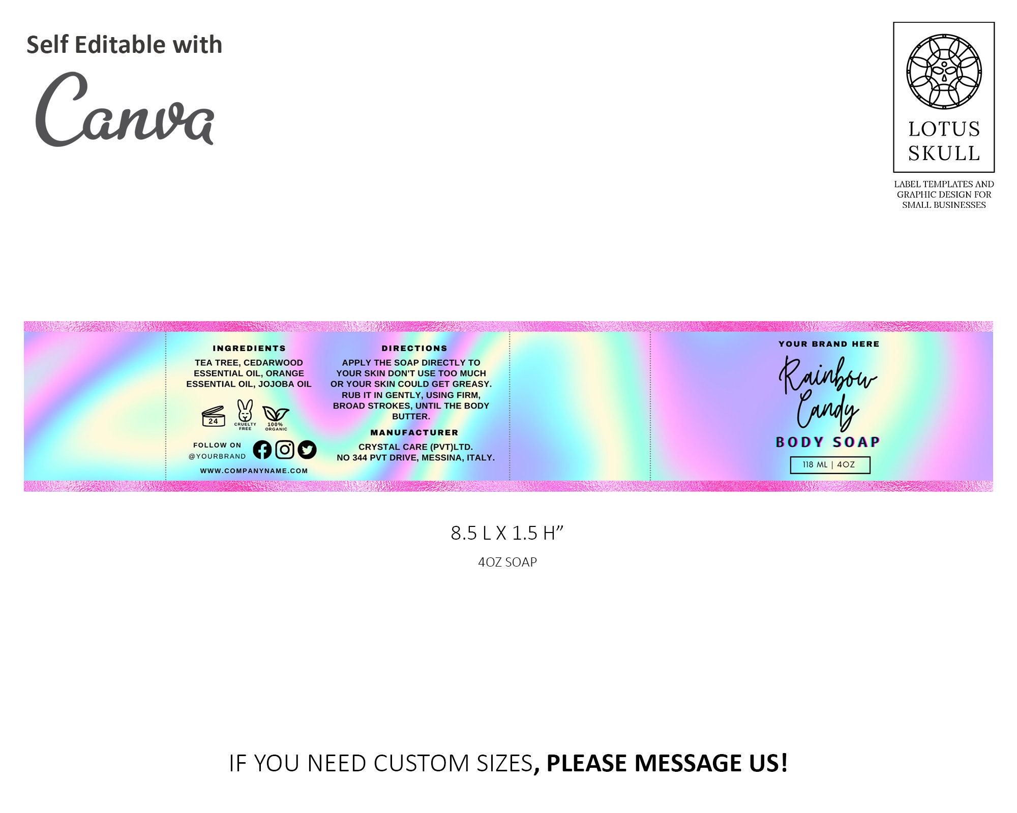 Editable Iridescent Bottle Labels Unicorn Body Butter - Etsy