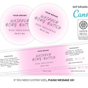 Editable Body Product Label - Cosmetic Label , Body Care Labels, DIY ...