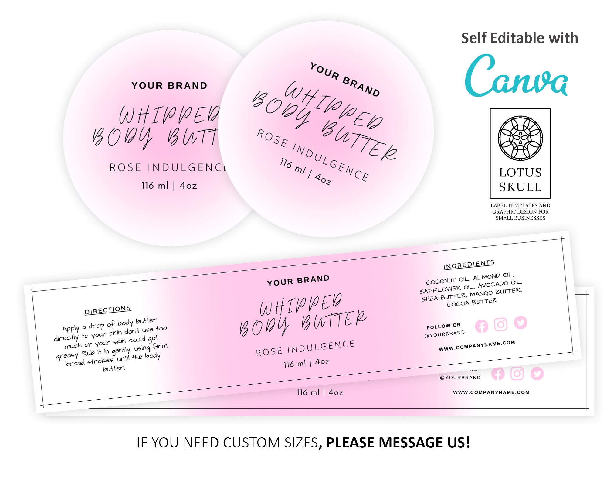 Editable Body Product Label - Cosmetic Label , Body Care Labels, DIY ...