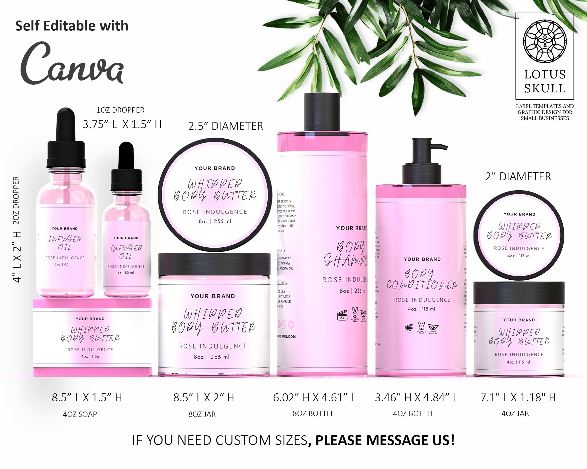 Editable Pink Cosmetic Label Templates Body Butter - Etsy