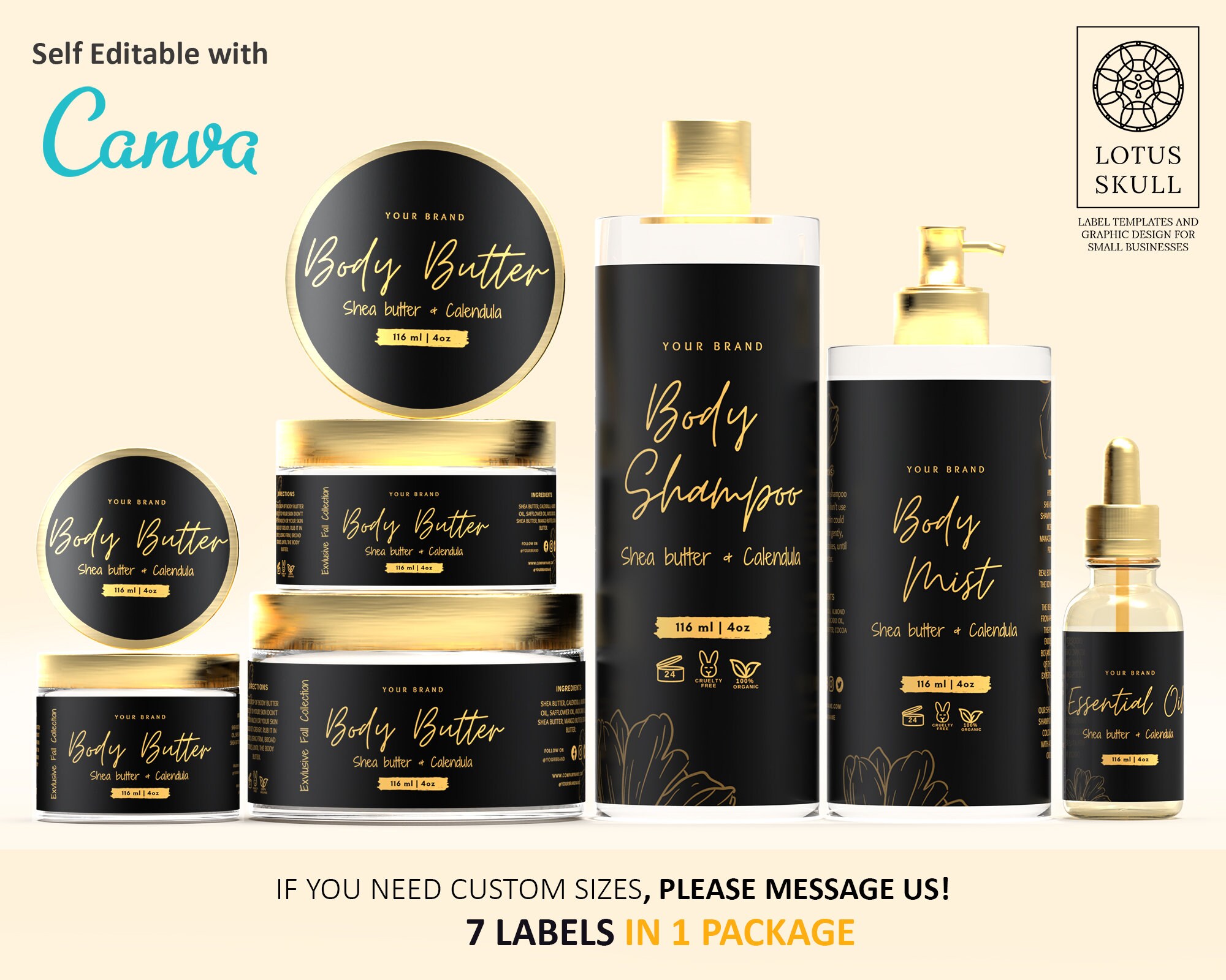 DIY Luxury Gold Bottle Labels Template Editable Jar Labels | Etsy