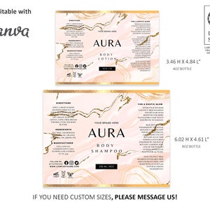 DIY Gold Marble Label Template - Body Butter Product Labels, Skincare ...