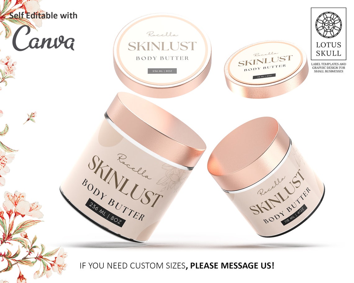 Editable Rose Gold Cosmetic Label Template Body Butter - Etsy