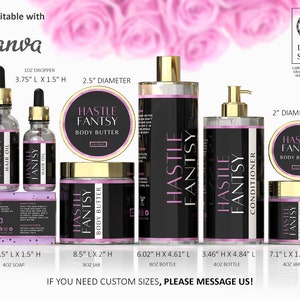 DIY Black Pink Rose Label Template - Body Butter Labels,jar Labels ...