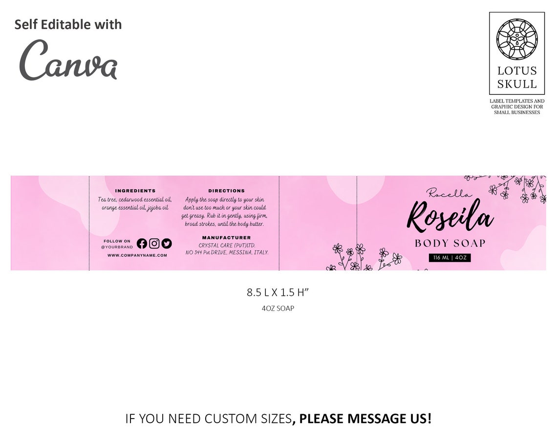 Editable Pastel Pink Template Pink Floralbody Butter - Etsy