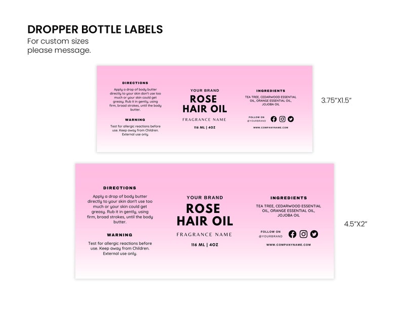 Editable Pink Cosmetic Product Labels Rose, Sugar Scrub Label, Body ...