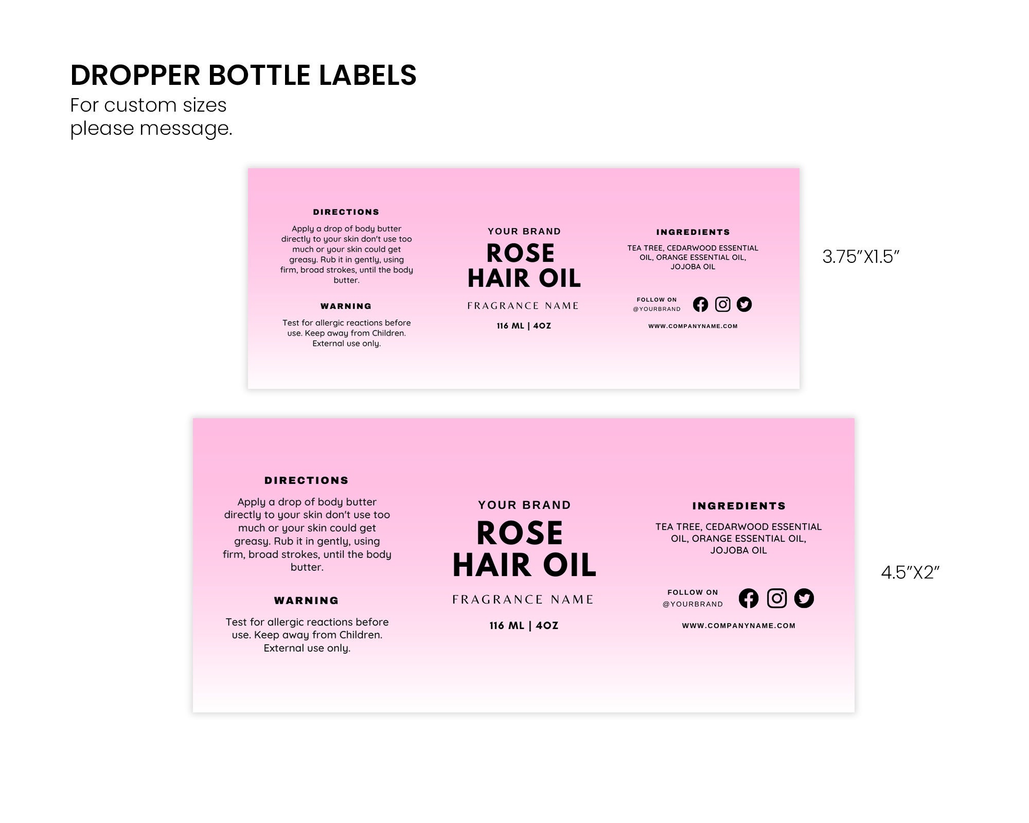 Editable Pink Cosmetic Product Labels Rose, Sugar Scrub Label, Body ...