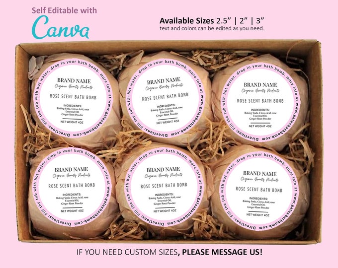 Editable Bath Bomb Label Template - Belly Band,circle Sticker,bath ...