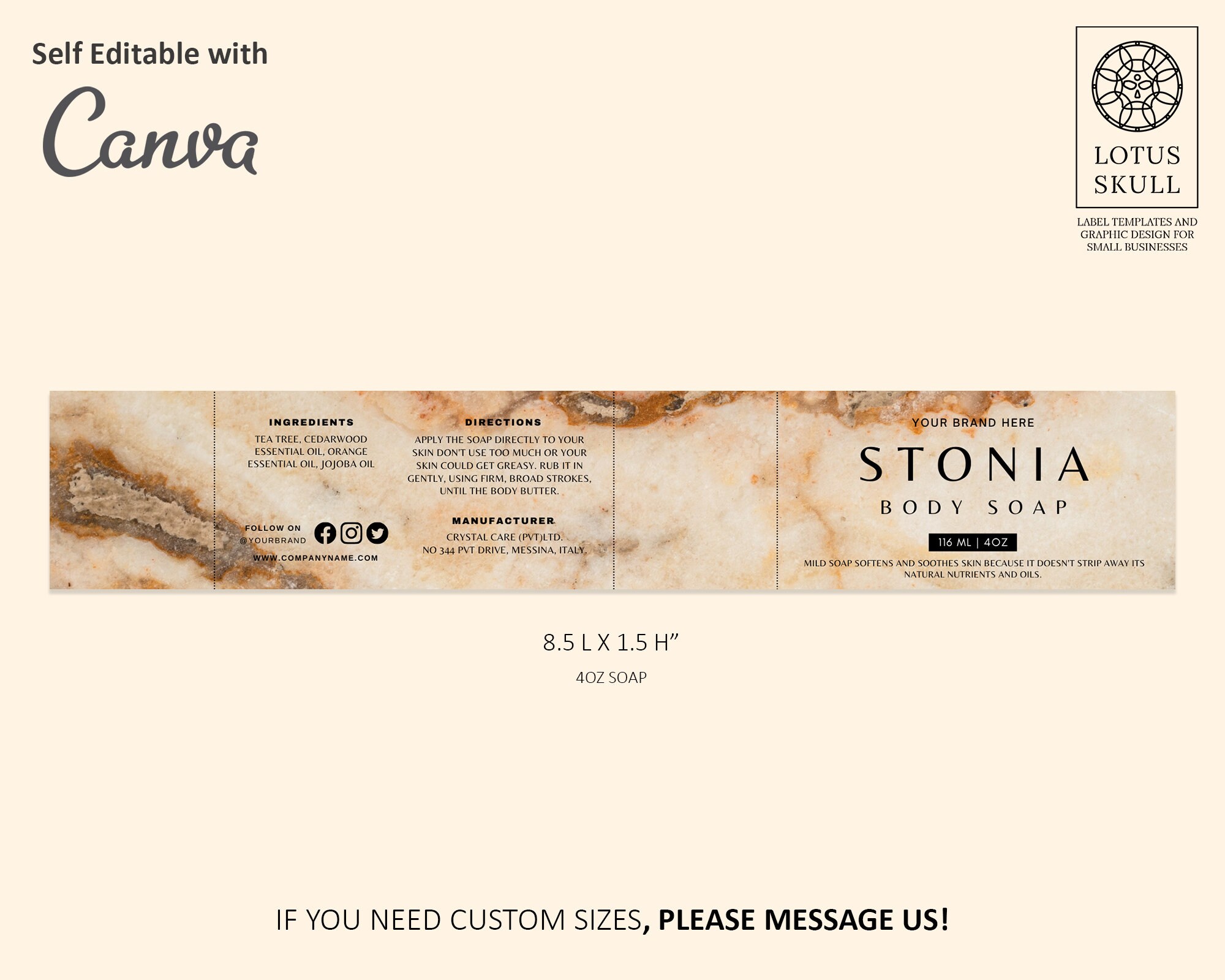Editable Natural Stone Luxury Cosmetic Product Label Pack for - Etsy