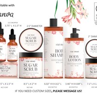 Editable Pink Rose Cosmetic Label Templates Body Butter,shower Bottles ...
