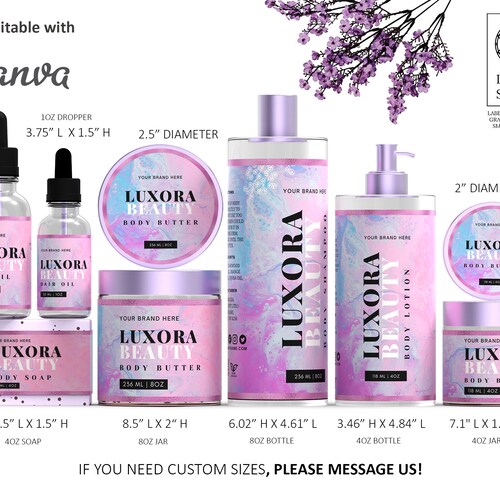 DIY Pink Cosmetic Label Template Body Butter Labelssugar - Etsy