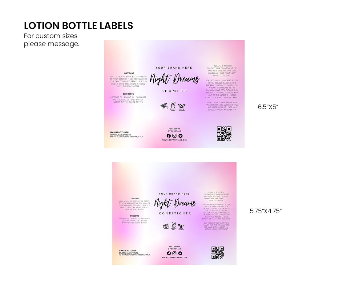 Editable Pink Product Labels Template Body Butter Sugar - Etsy