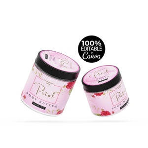 DIY Pink Rose Label Templates for Body Butter and Skincare Product ...