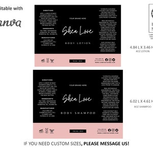 Black Rose Gold Label Template - Body Butter Labels, Bottle Labels ...