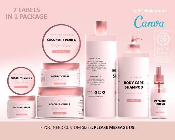 Editable Rose Gold Skincare Label Templates Body - Etsy