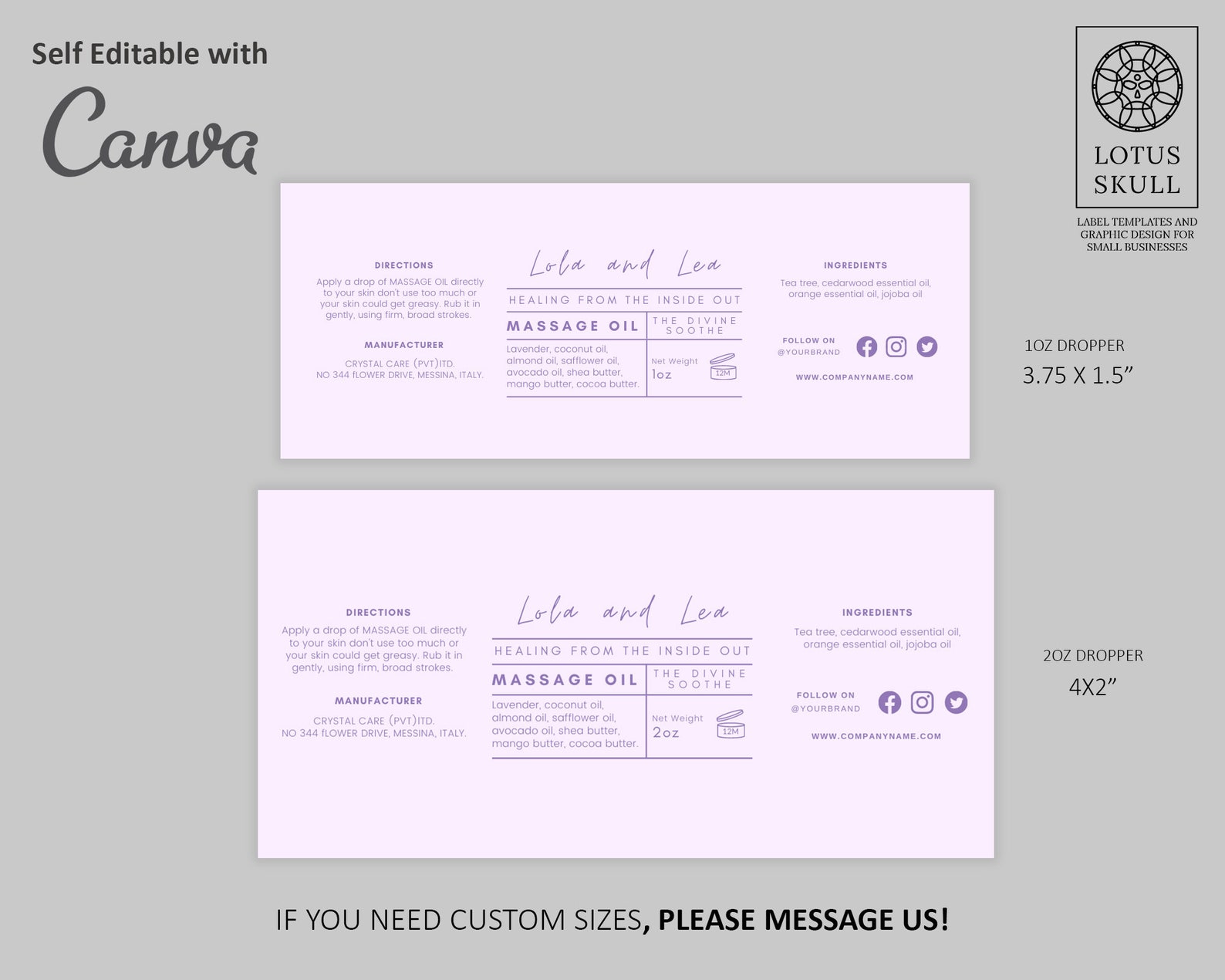 Editable Lavender Cosmetic Label Templates Beauty Product - Etsy