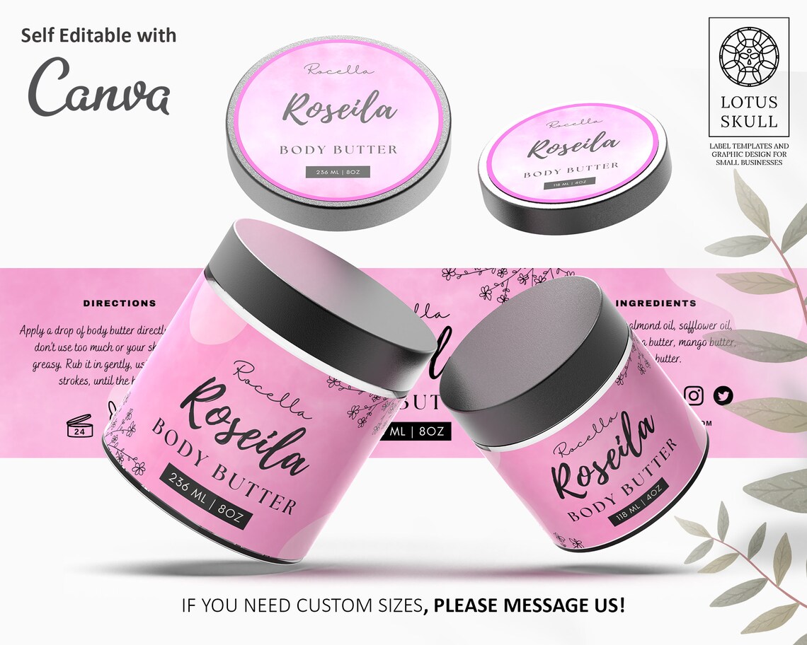 Editable Pastel Pink Template Pink Floralbody Butter - Etsy