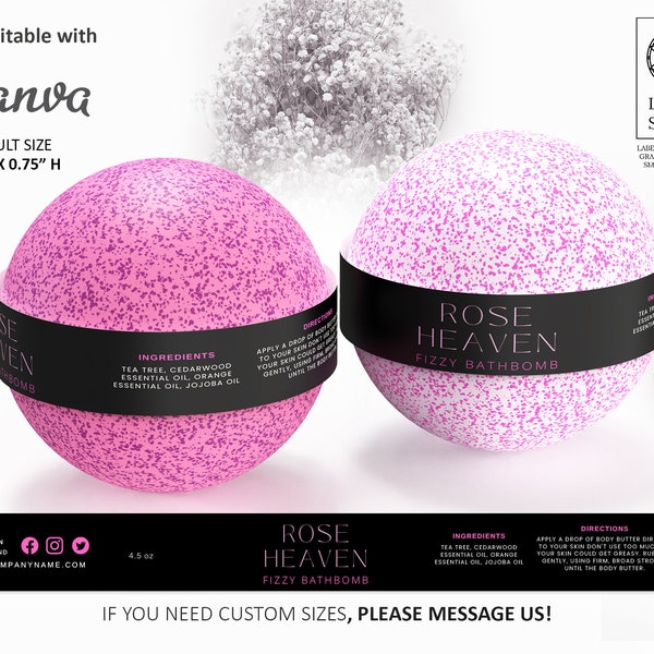 Editable Pink Rose Cosmetic Label Templates Body Butter,shower Bottles ...