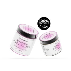 Editable Pink Cosmetic Label Templates - Body Butter, Essential Oil,jar ...