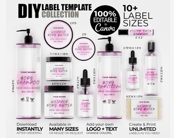 DIY Editable Skincare Product Label Collection Bottle Label - Etsy
