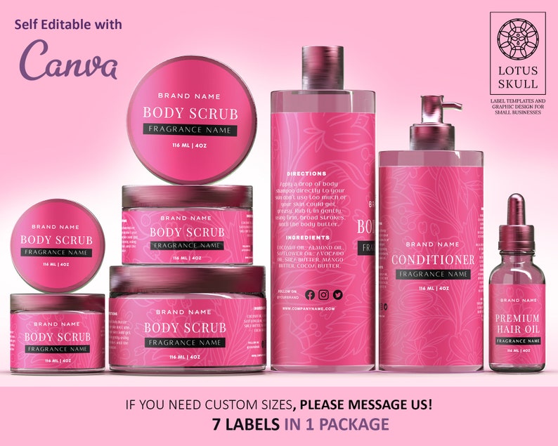 DIY Red Editable Product Label Templates - Red Body Butter Labels, Red ...