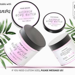 Editable Pink Cosmetic Label Templates Body Butter - Etsy