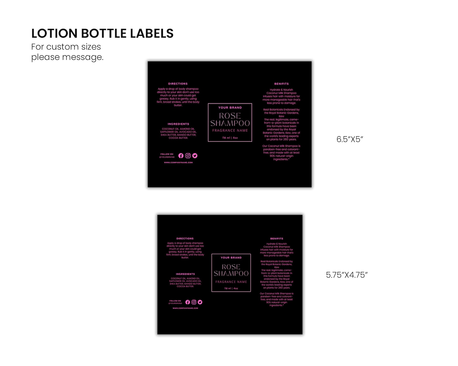 Beautiful Black Pink Cosmetic Label Templates 4oz8ozjar - Etsy