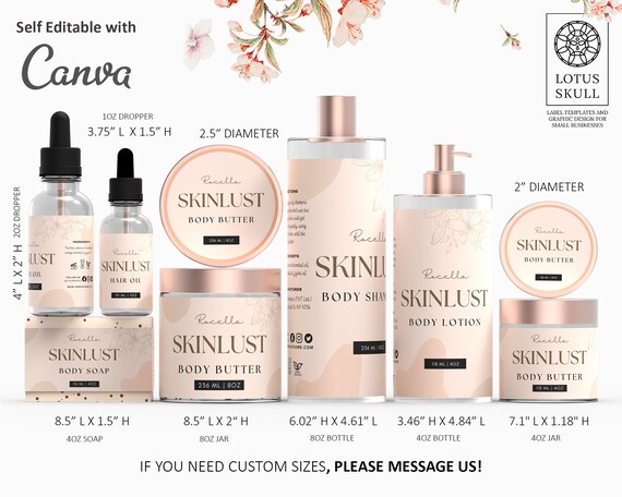 Editable Rose Gold Cosmetic Label Template Body Butter - Etsy