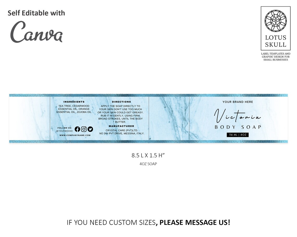 Editable Blue Marble Skincare Label Templates Body - Etsy