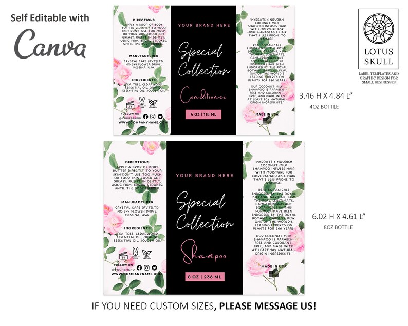 Editable Rose Label Template Skincareproduct Labelsbody - Etsy