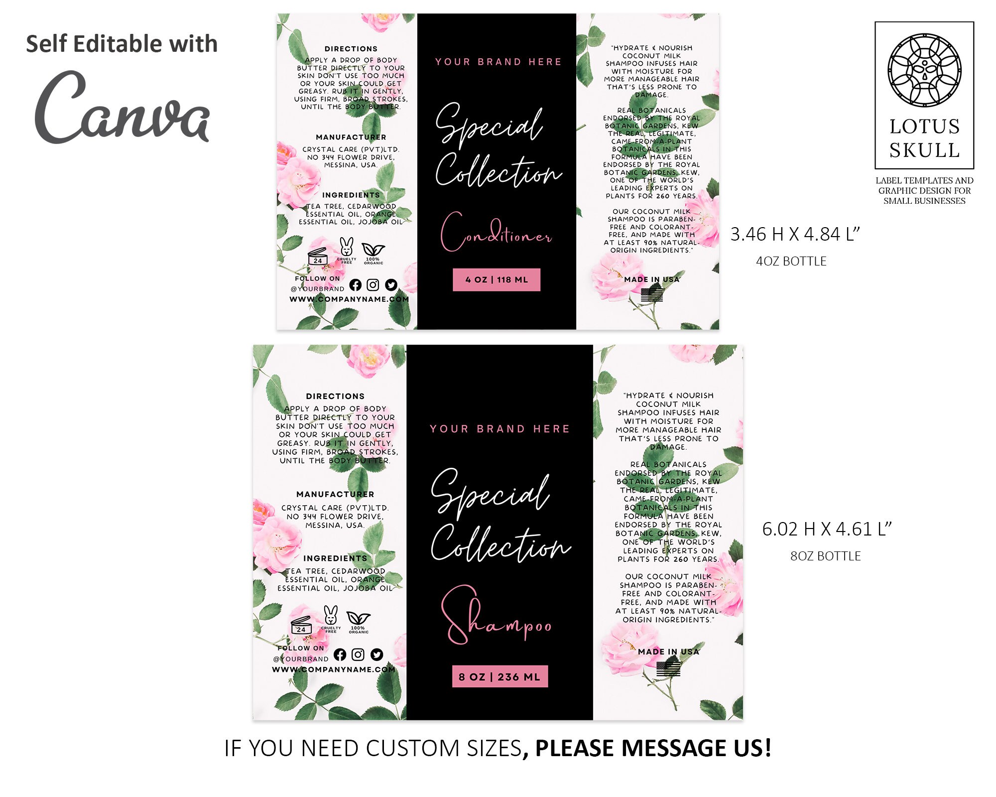 Editable Rose Label Template Skincareproduct Labelsbody - Etsy