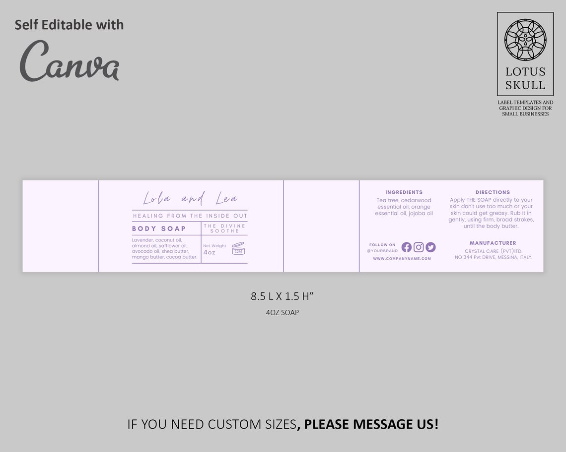 Editable Lavender Cosmetic Label Templates Beauty Product - Etsy