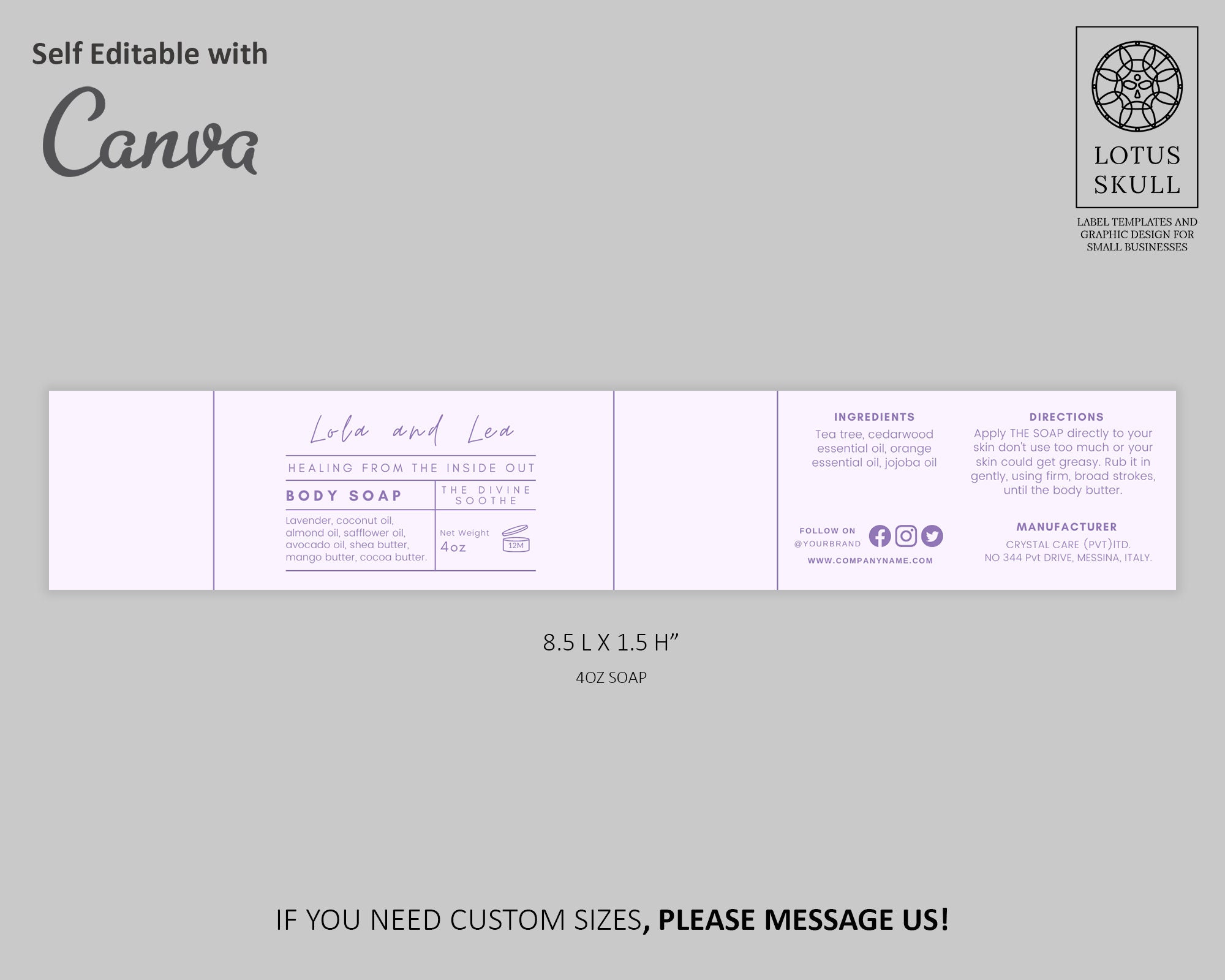 Editable Lavender Cosmetic Label Templates Beauty Product - Etsy