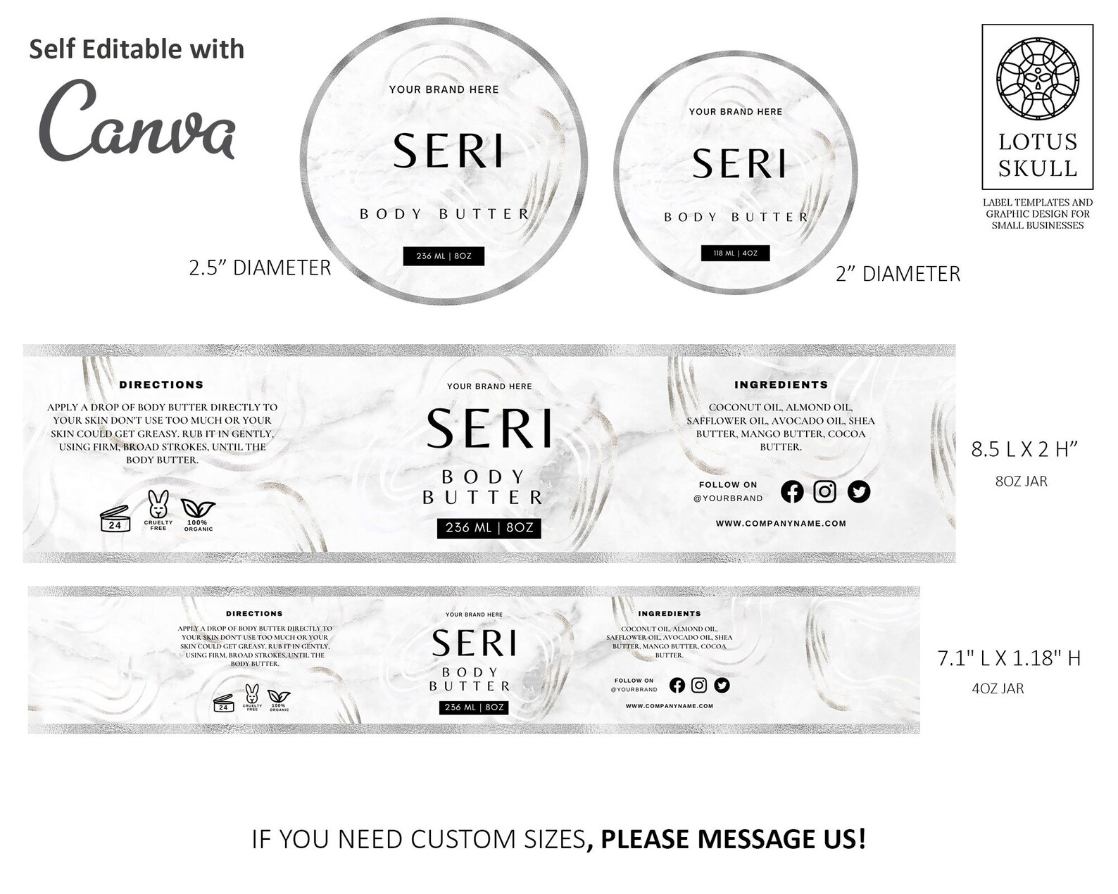 Luxury White Marble Label Template Body Butter Product - Etsy