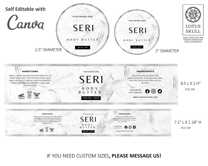 Luxury White Marble Label Template Body Butter Product Labels, Skin ...