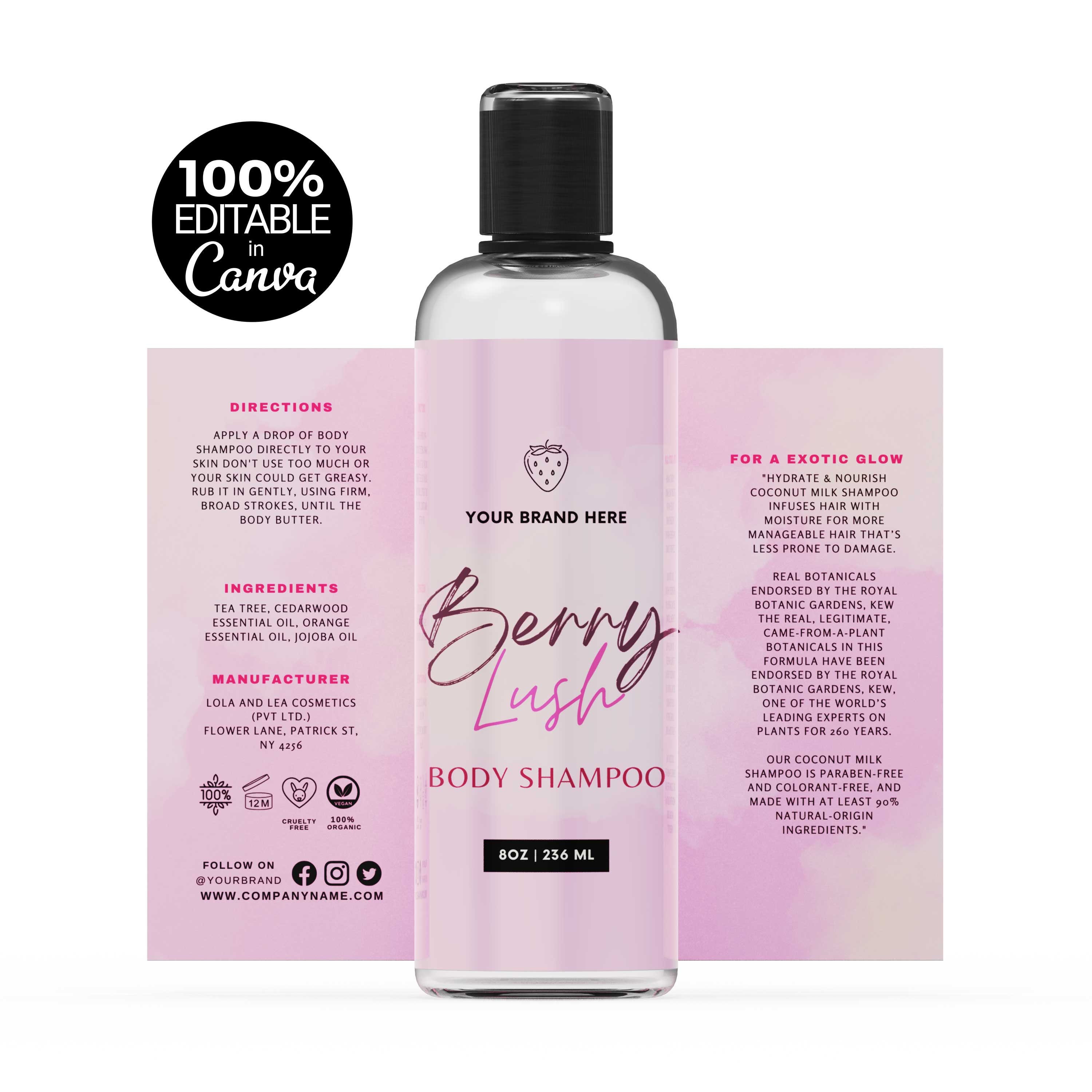 Editable Print Ready Strawberry Pink Label Templates for 8oz, 4oz, and ...