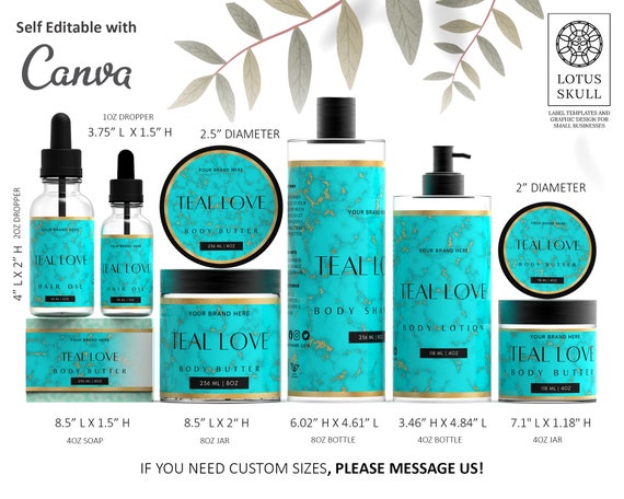 Editable Teal Blue Gold and Marble Label Template - Etsy UK