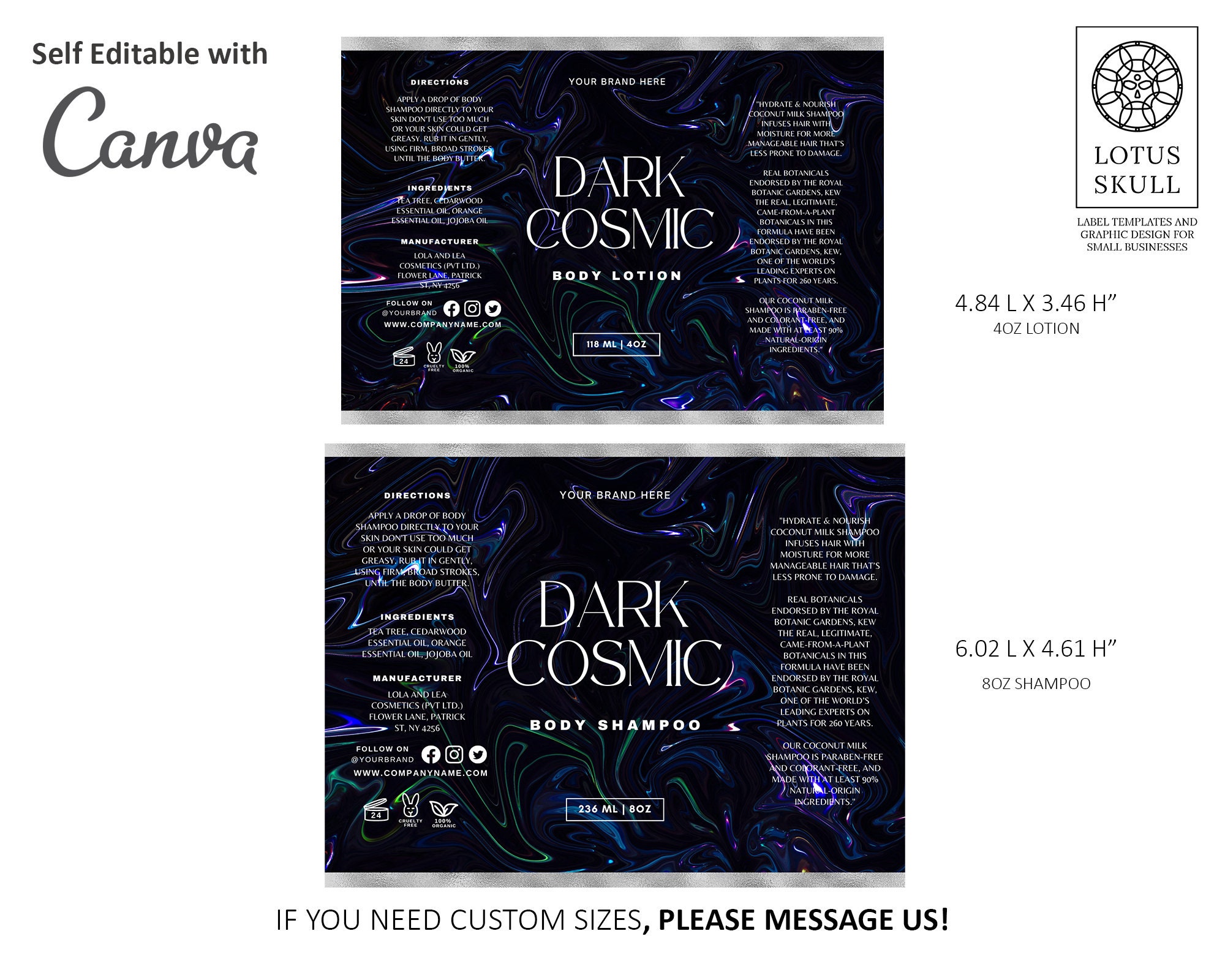 DIY Cosmic Beauty Label Template Body Butter Labelssugar - Etsy