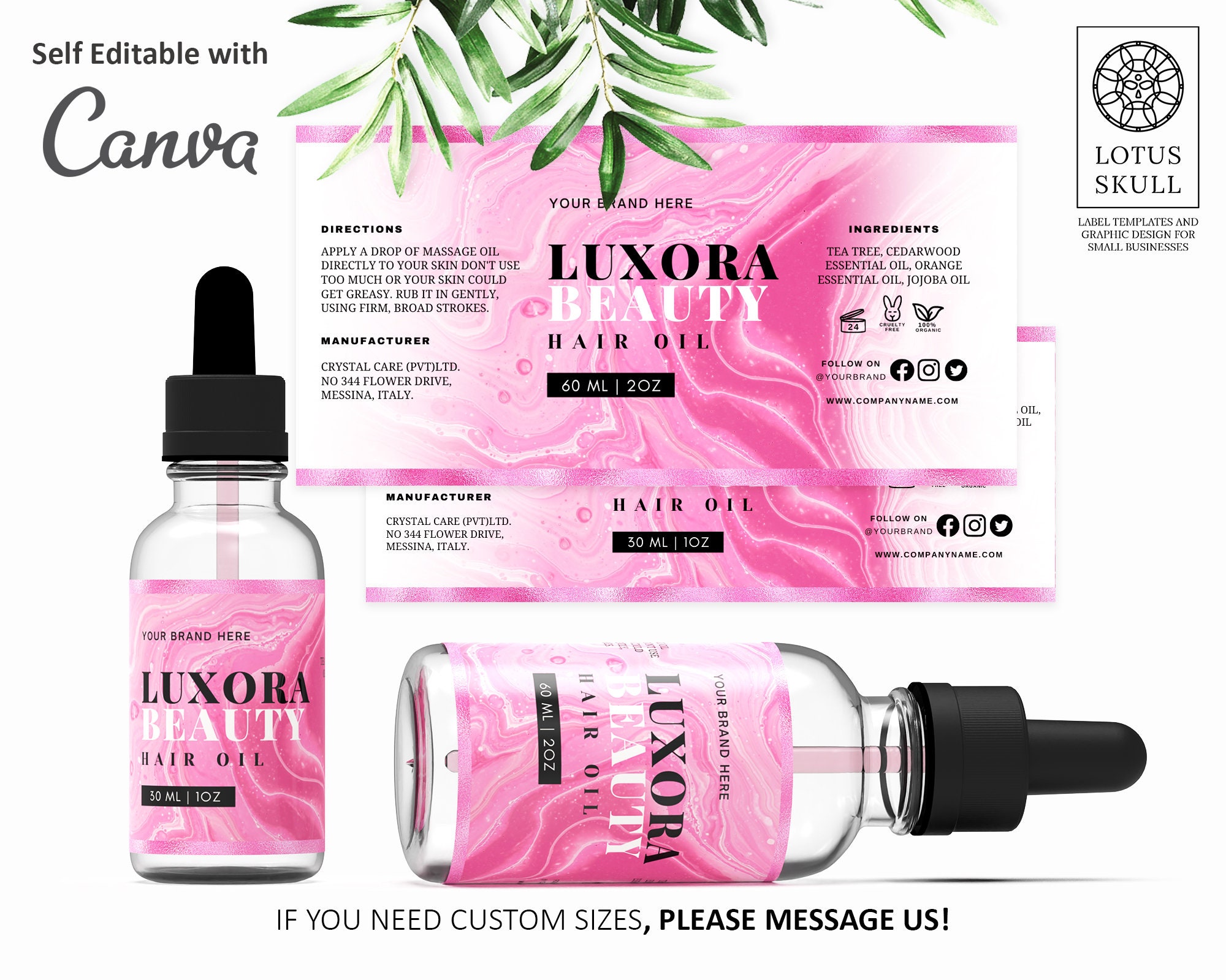 Editable Pink Abstract Skincare Label Template Body - Etsy