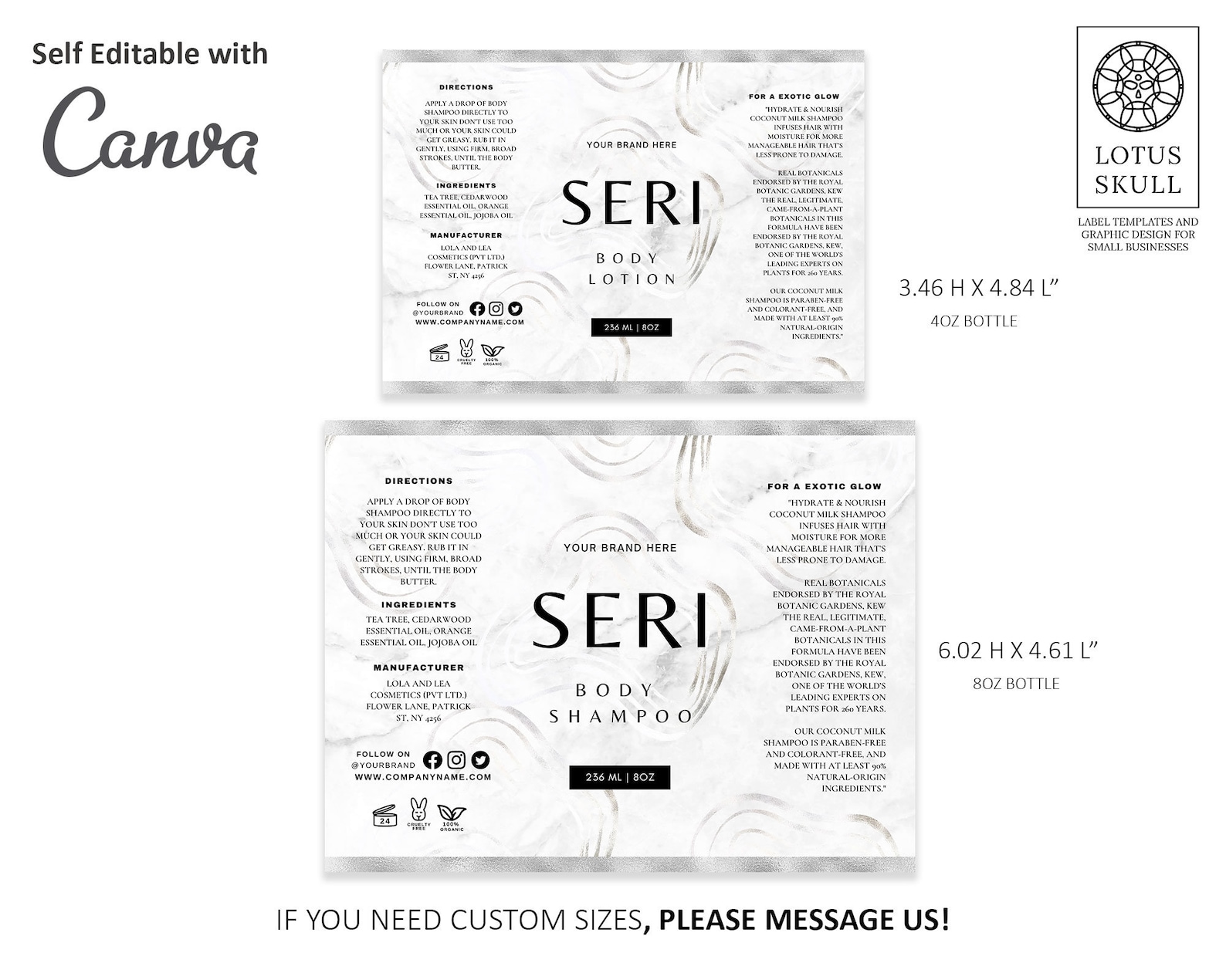 Luxury White Marble Label Template Body Butter Product - Etsy