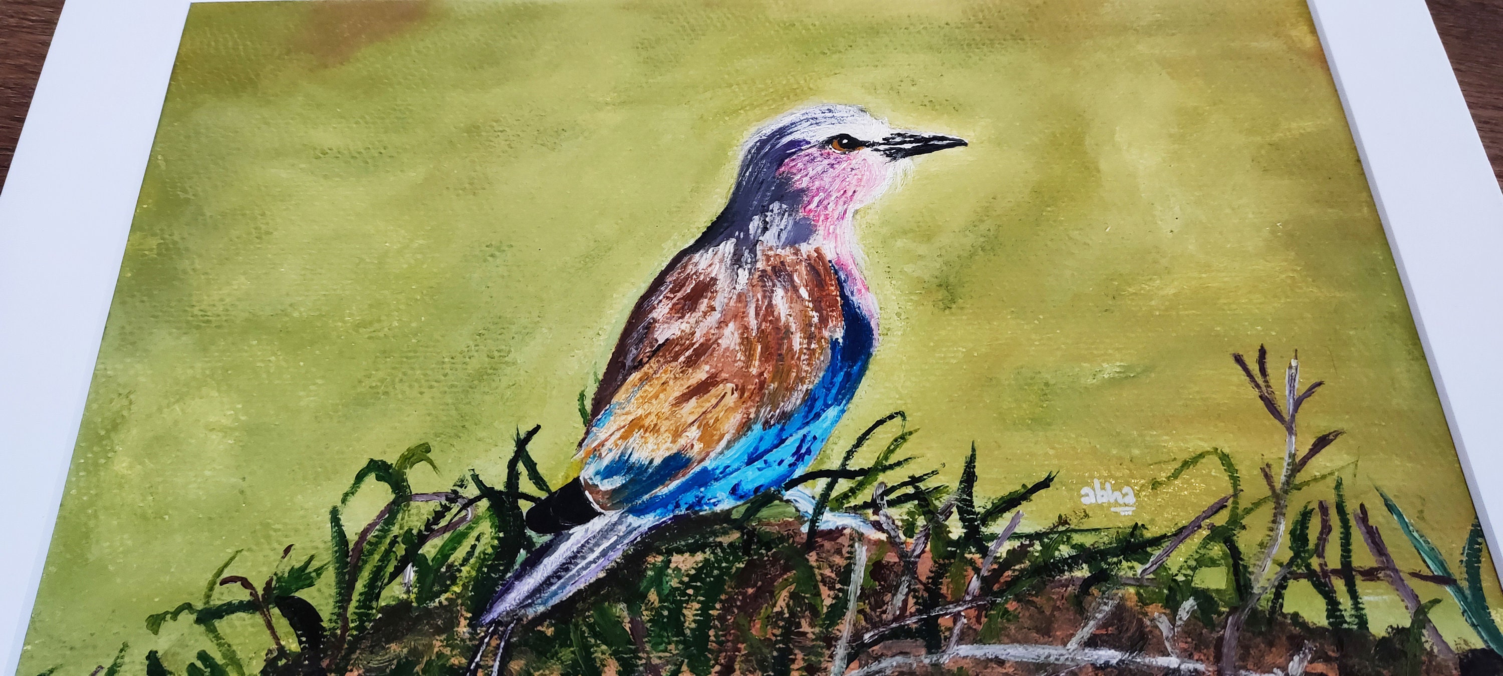 Original Bird Oil Painting A4, Lilac Breasted Roller Artwork, British ...
