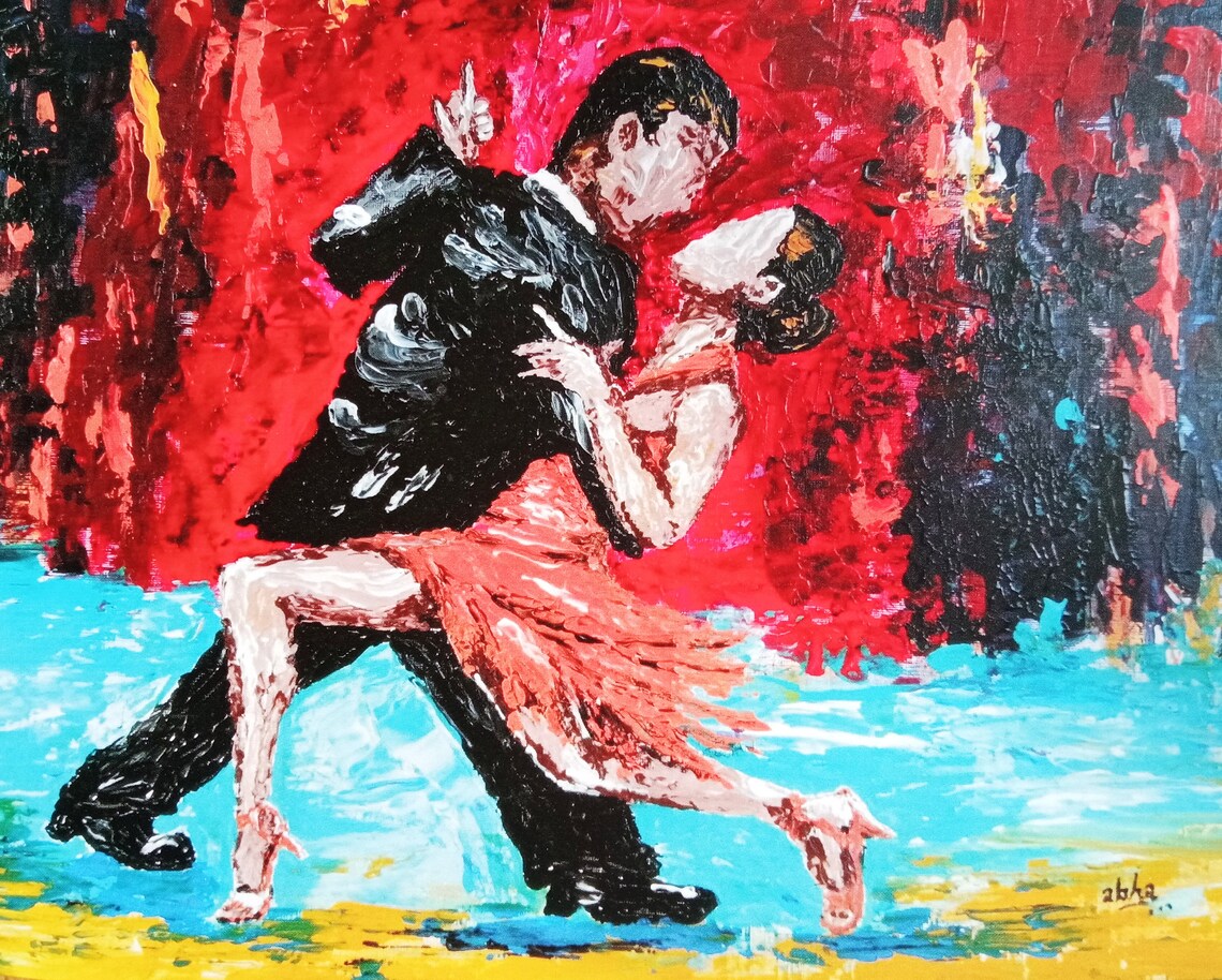 Dancing Couple Art Print Tango Salsa Abstract Art Wedding | Etsy