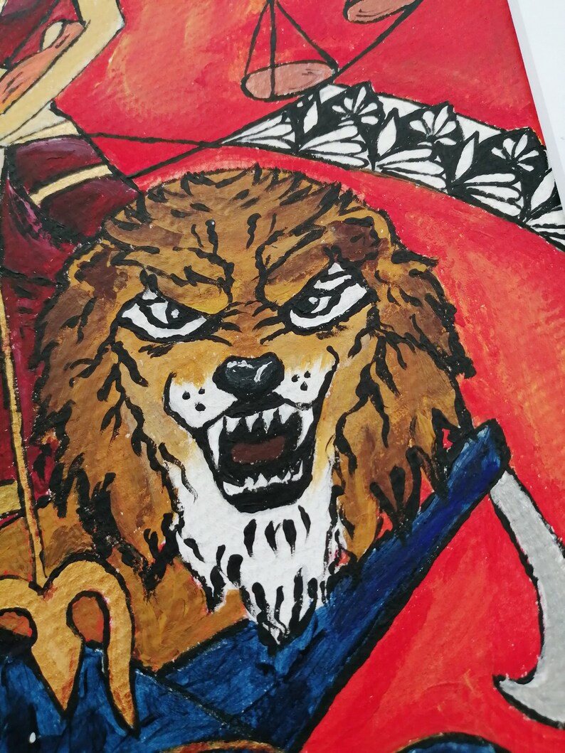 Original Hindu Goddess Painting, Indian Folk Art, Women Empowerment ...