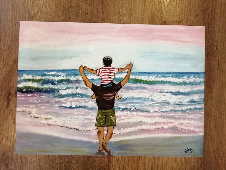 Fathers Day Art Gift Father Son Painting Fatherhood Gift for - Etsy