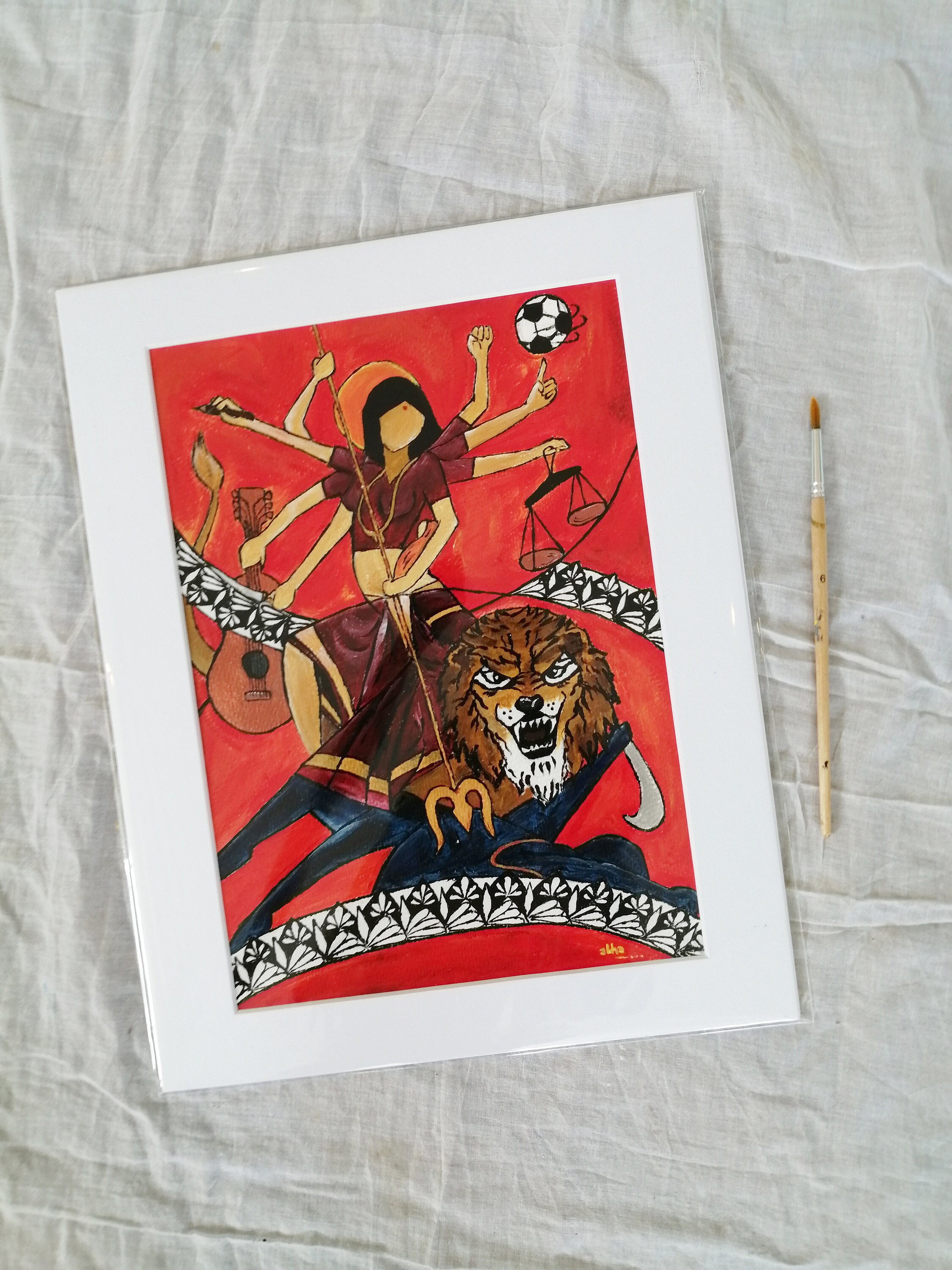 Original Hindu Goddess Painting, Indian Folk Art, Women Empowerment ...